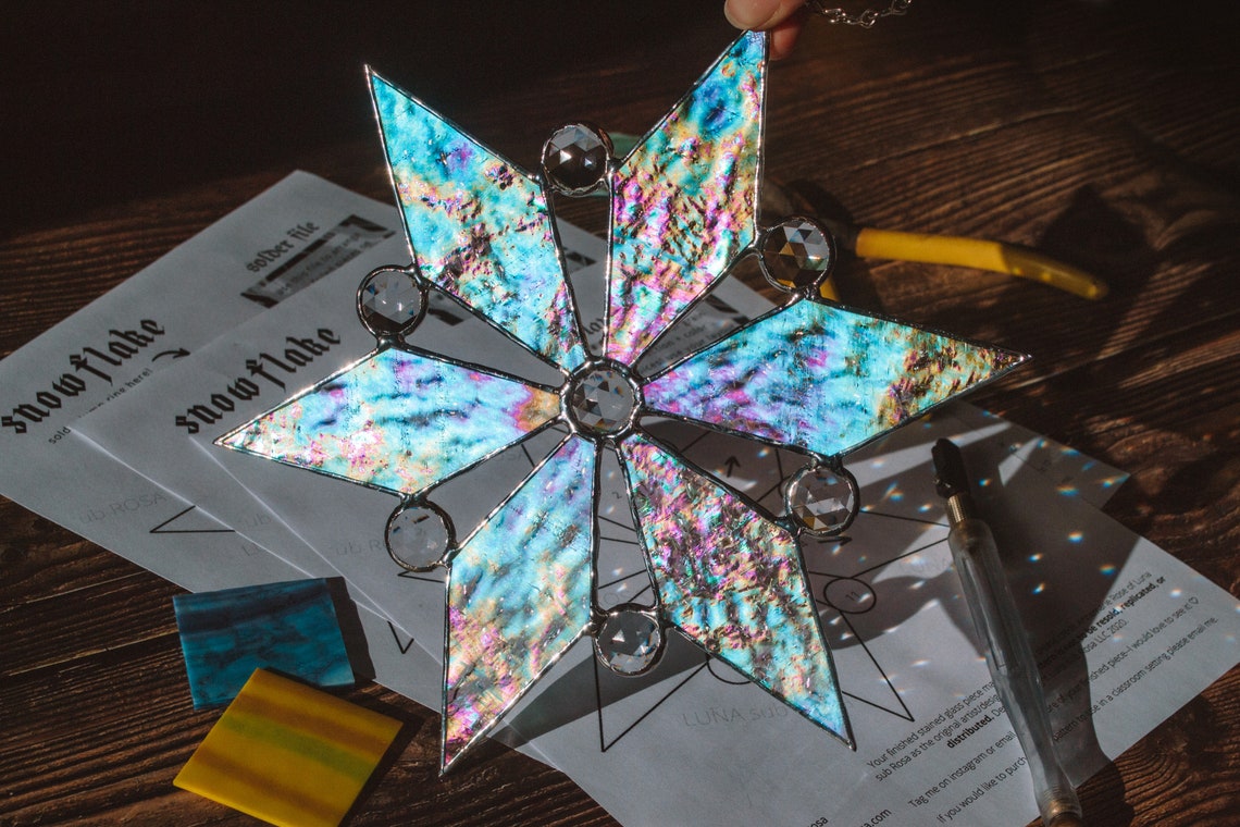 Stained Glass Snowflake Pattern Christmas Beginner Stained - Etsy