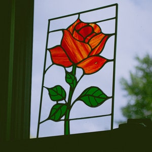 Stained Glass Rose Stained Glass Window Hangings Colorful Flower Sun ...