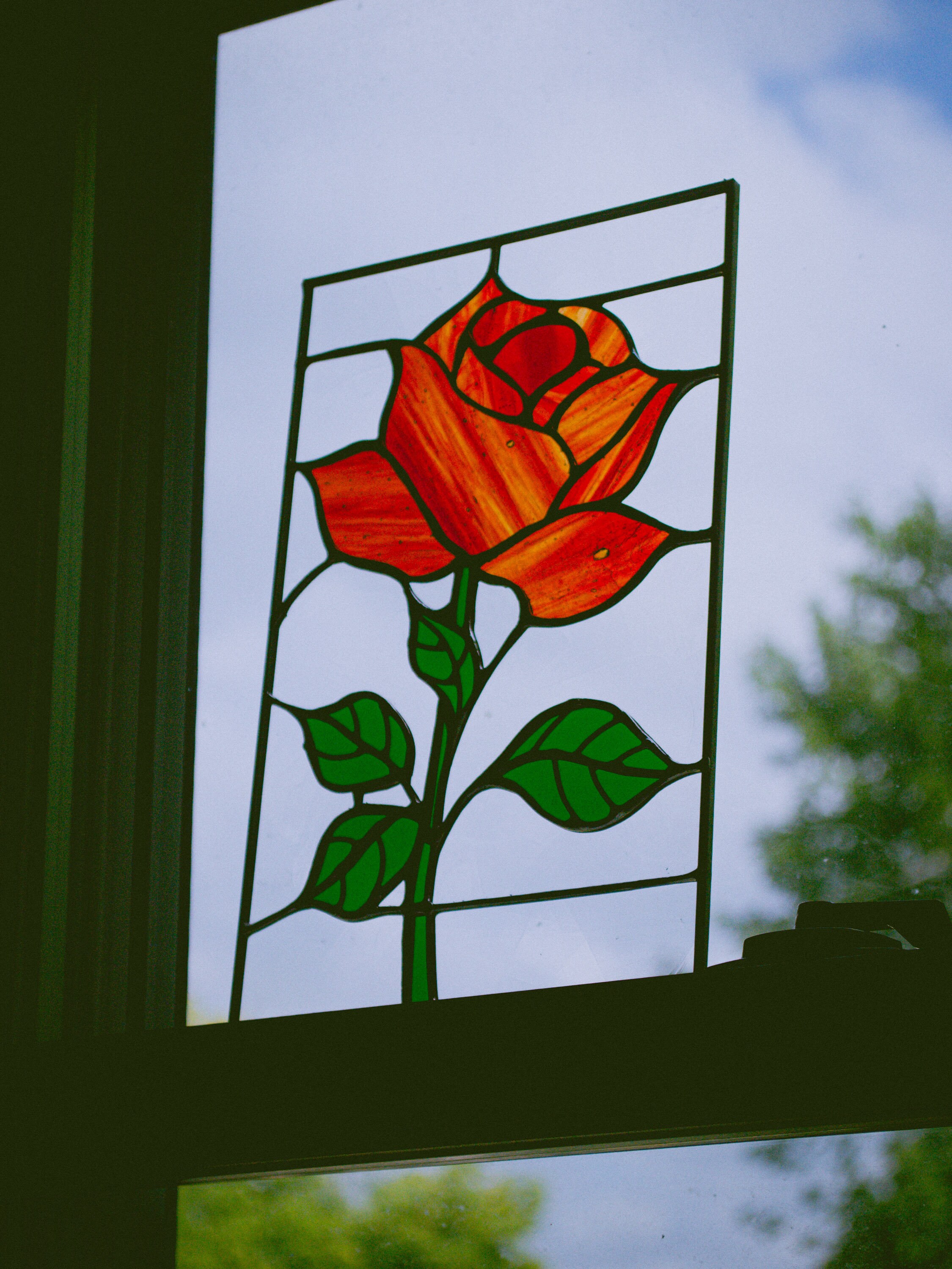 Stained Glass Rose Stained Glass Window Hangings Colorful - Etsy