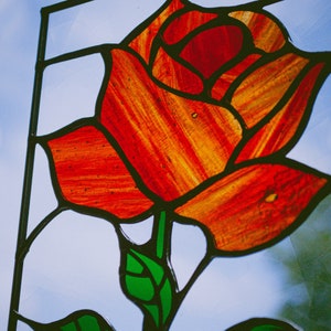Stained Glass Rose Stained Glass Window Hangings Colorful Flower Sun ...