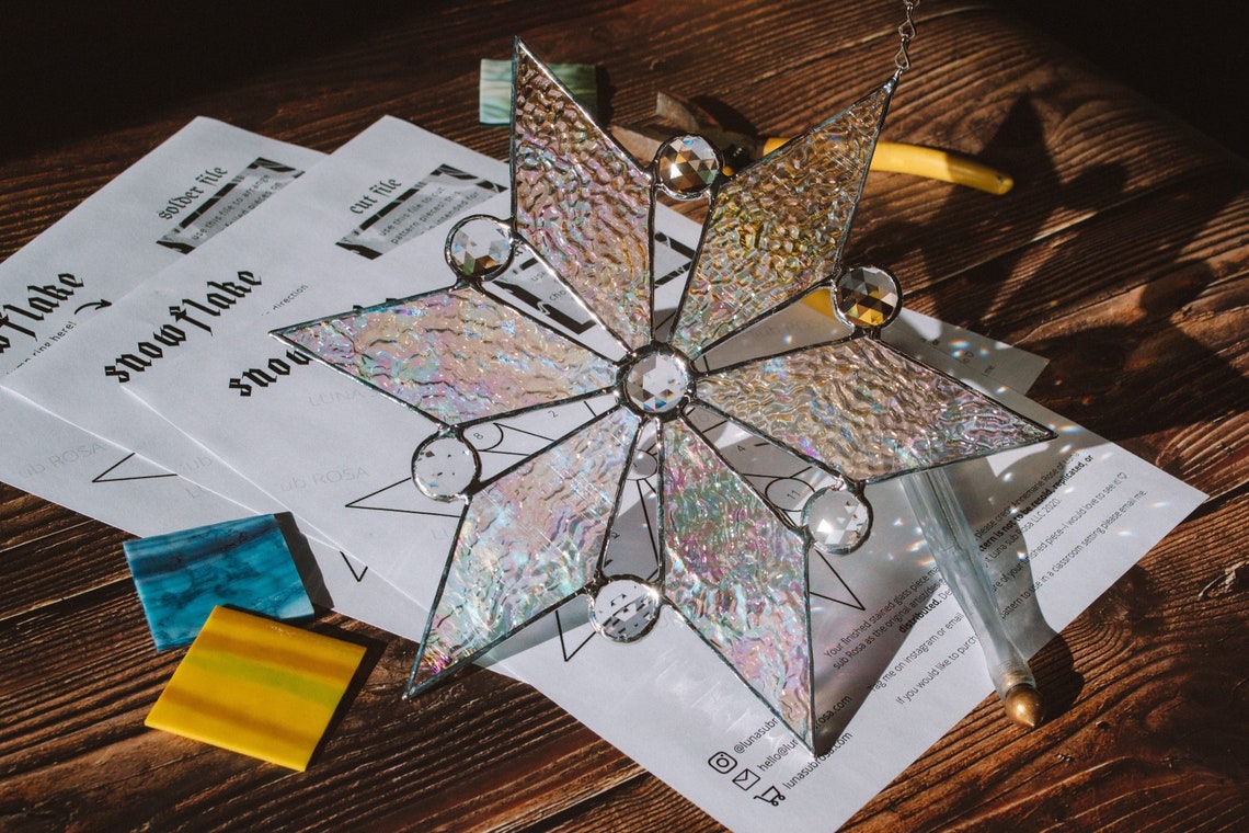 Stained Glass Snowflake Pattern Christmas Beginner Stained - Etsy
