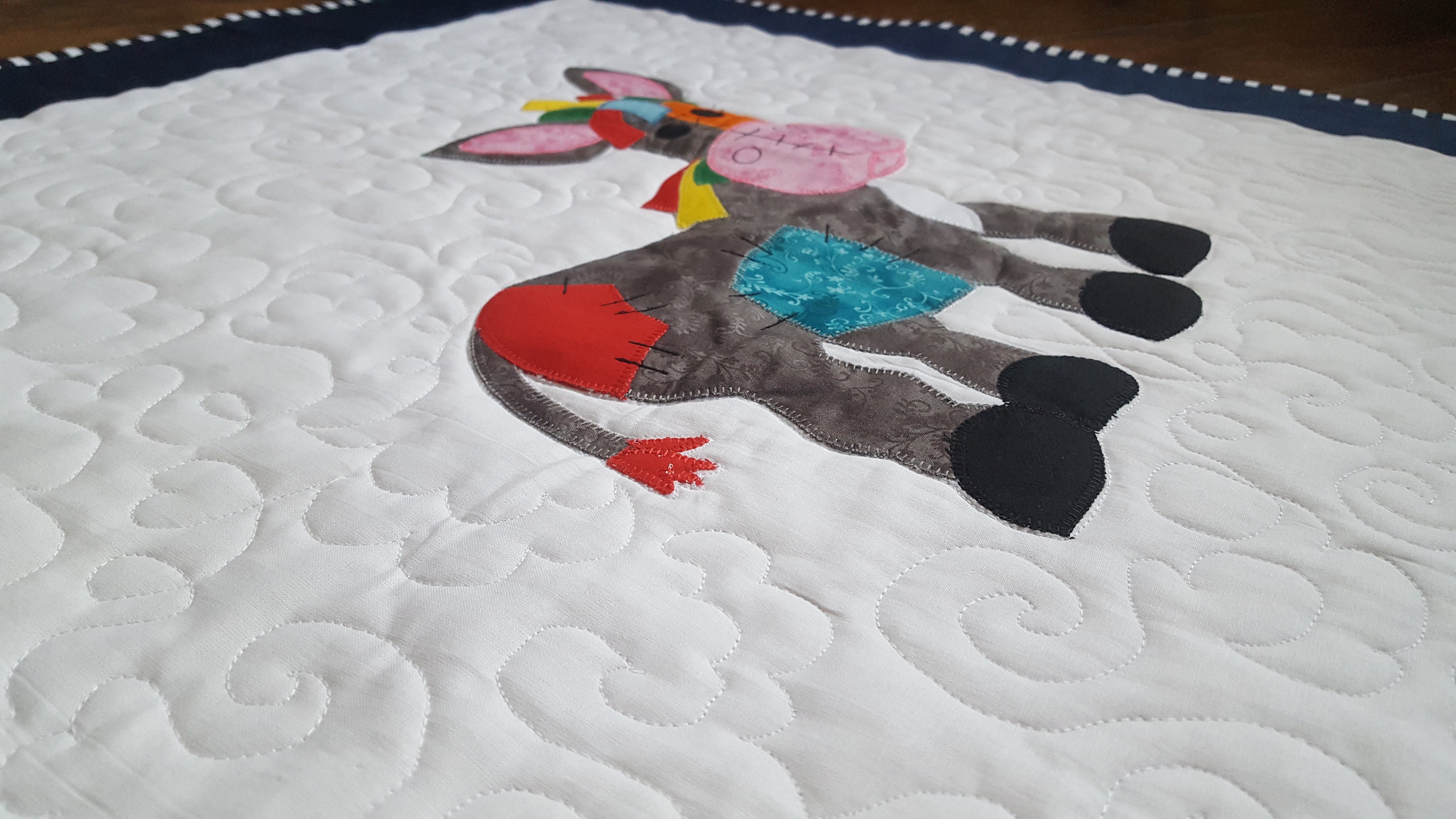 Personalisable Quilt, Handmade Patchwork Blanket With a Donkey, for ...