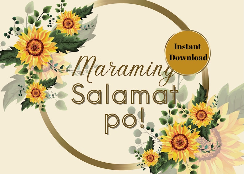 Maraming Salamat Po! Instant Download Clip Art Thank You Card/ Pilipino ...