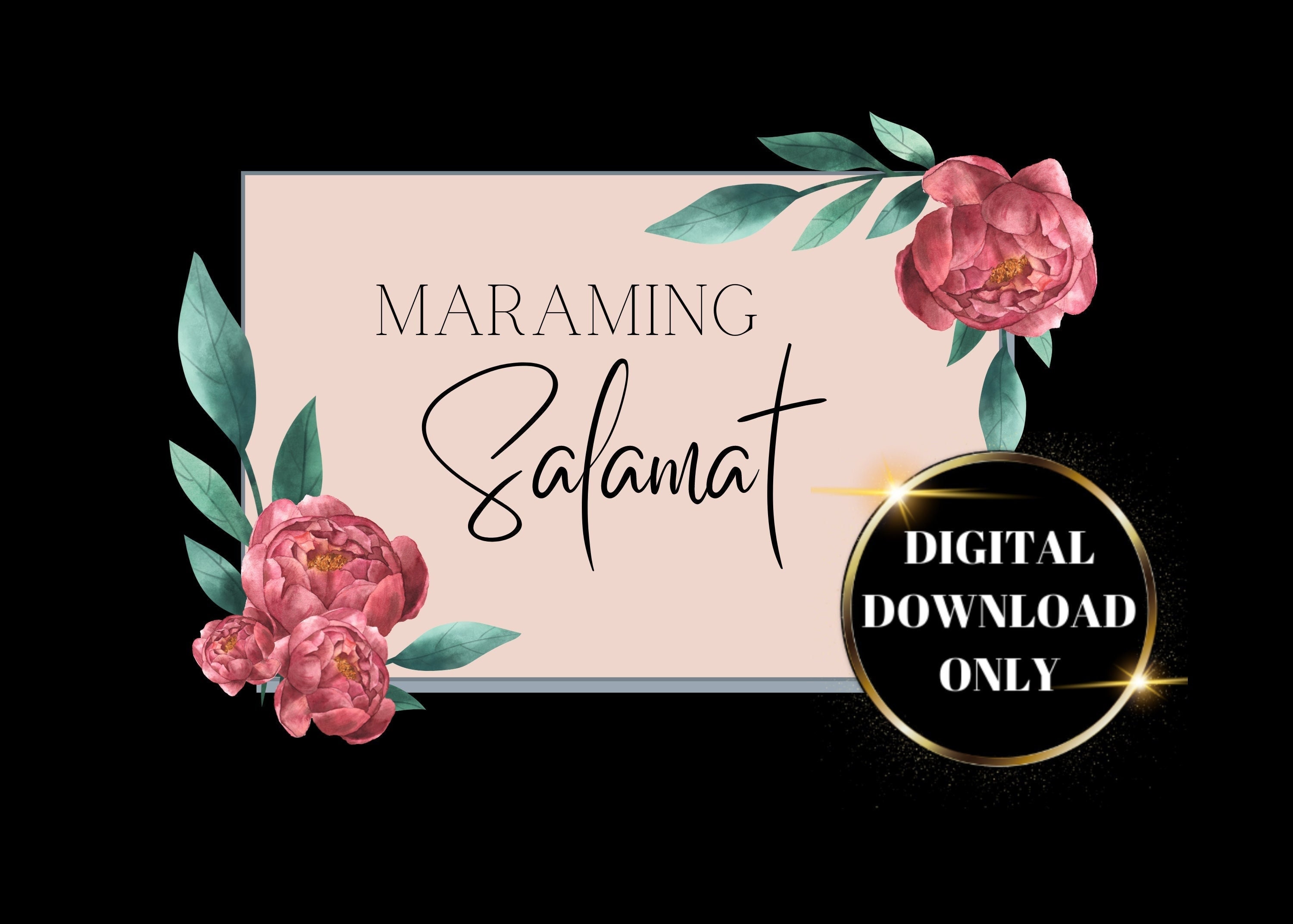 Crimson Peonies Maraming Salamat Digital Download/ Tagalog Thank You ...
