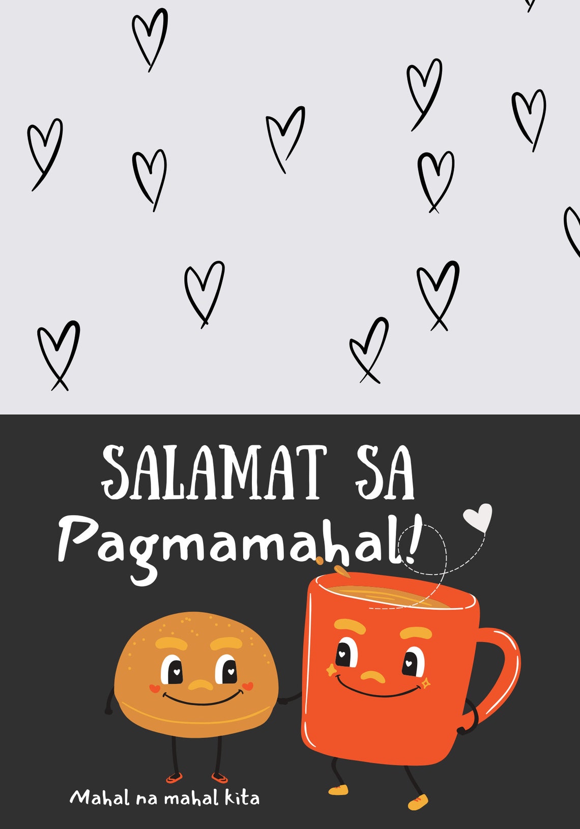 Salamat Sa Pagmamahal Tagalog Filipino Greeting Card/ Pandesal at Kape ...
