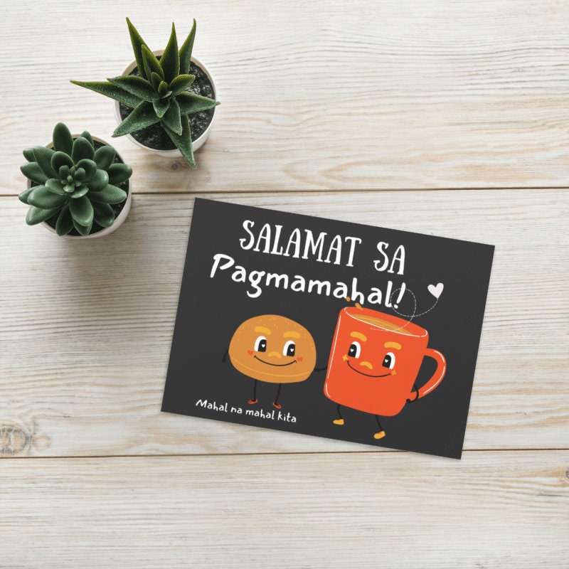 Salamat Sa Pagmamahal Tagalog Filipino Greeting Card/ Pandesal at Kape ...