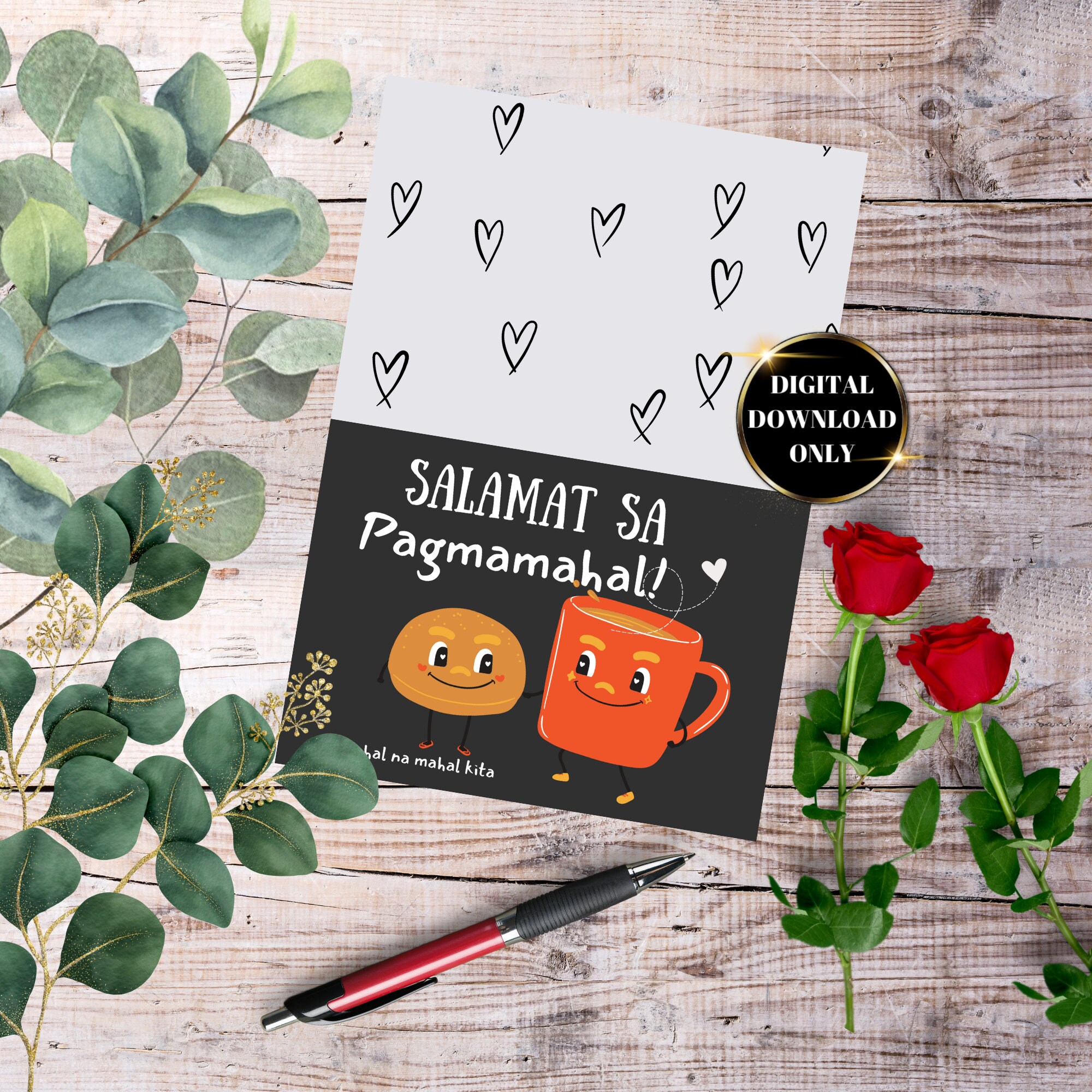 Salamat Sa Pagmamahal Tagalog Filipino Greeting Card/ Pandesal at Kape ...