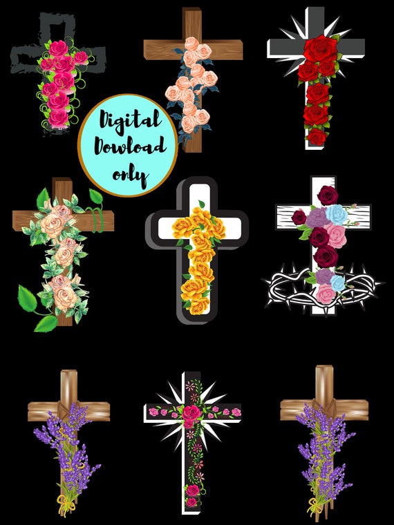 Cross with Roses Digital download/ cross with flower/ Cross | Etsy