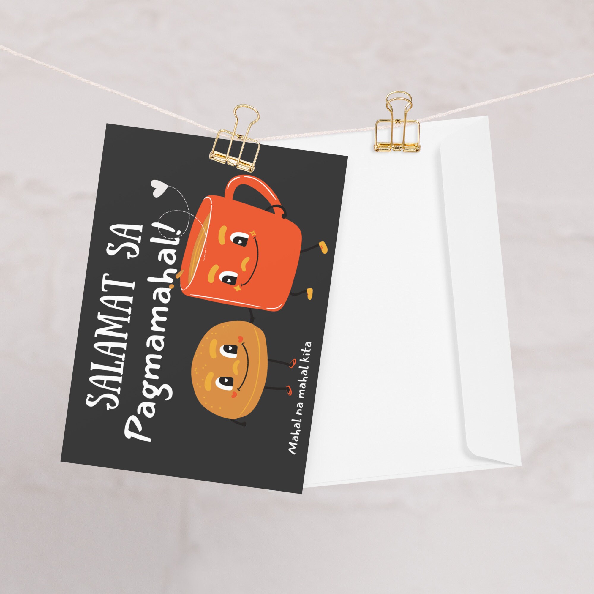 Salamat Sa Pagmamahal Tagalog Filipino Greeting Card/ Pandesal at Kape ...