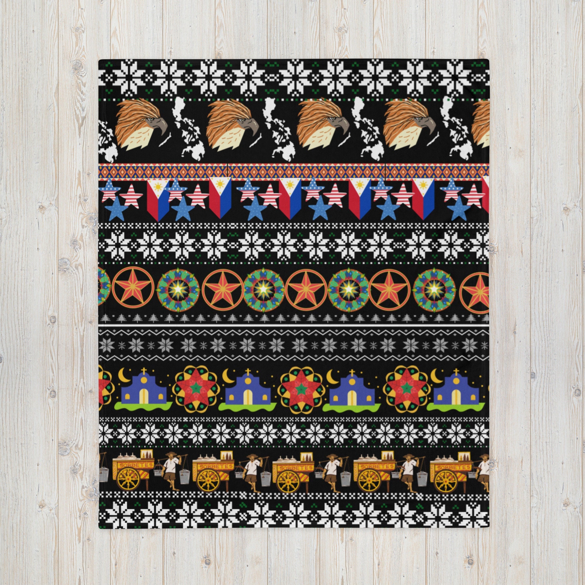 Filipino Pride Throw Blanket/ Parol Ornament Blanket/ Philippines Eagle ...