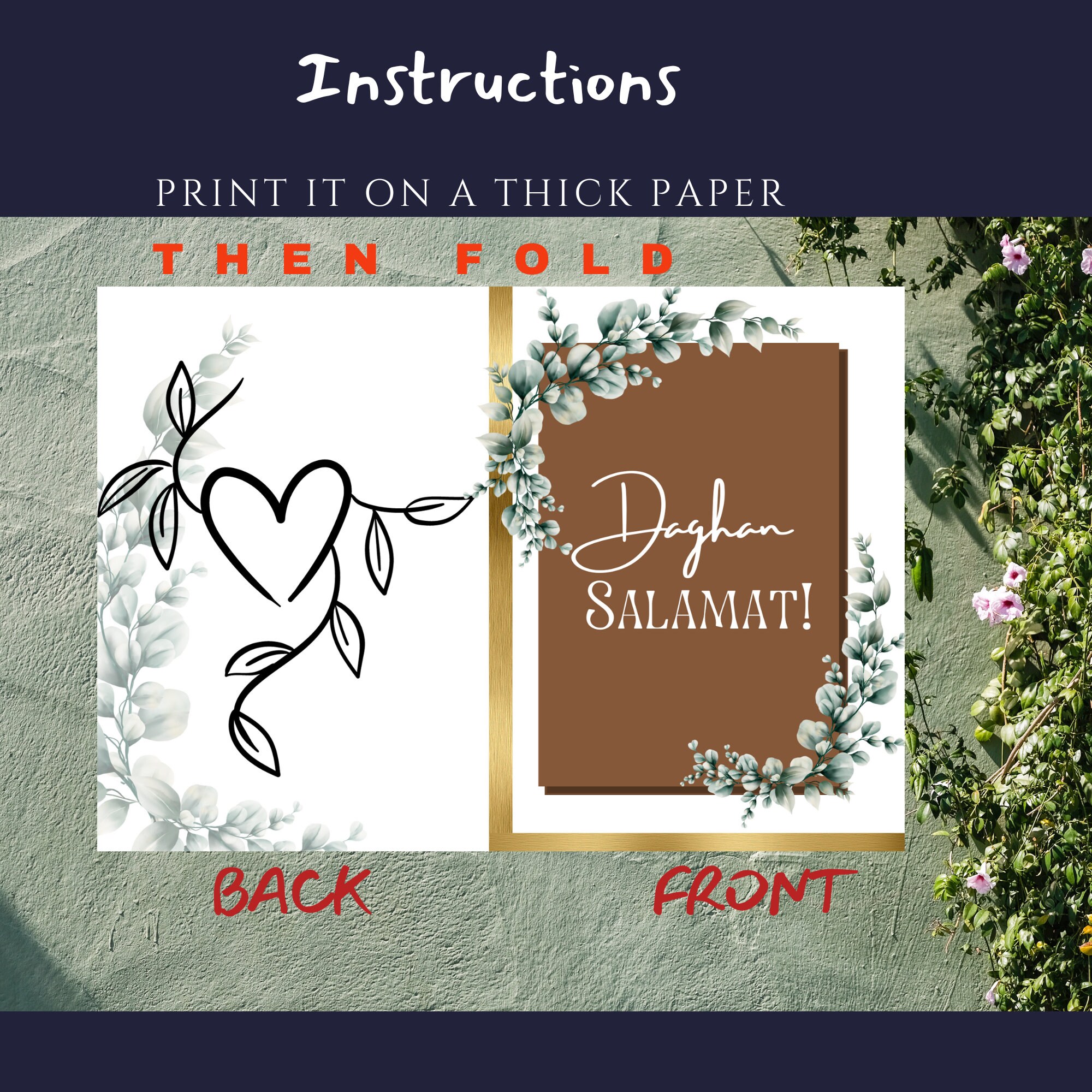 Elegant Eucalyptus Visayan, Tagalog, English Thank You Card/ Daghan ...