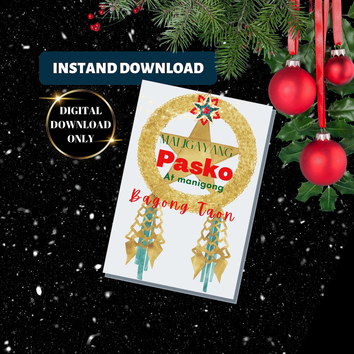 Maligayang Pasko Tagalog Greeting Card or Wall Art Printable/ - Etsy