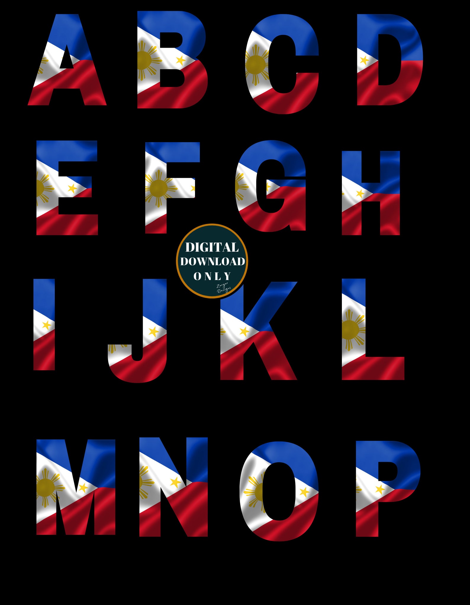 Philippine Flag Alphabet/ Philippine Flag Letters/ Pilipino Flag Clip ...