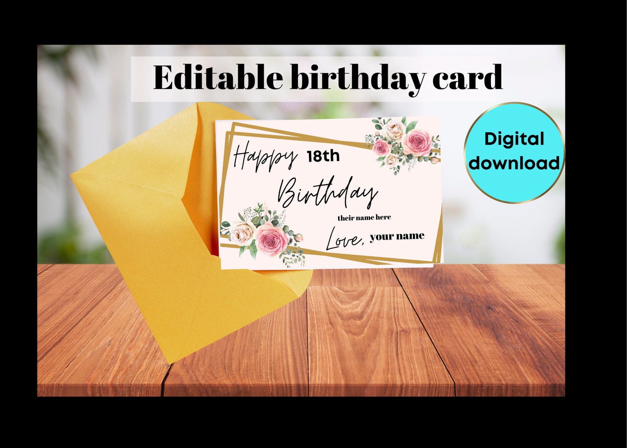 Happy birthday printables card/ Editable birthday card/ | Etsy