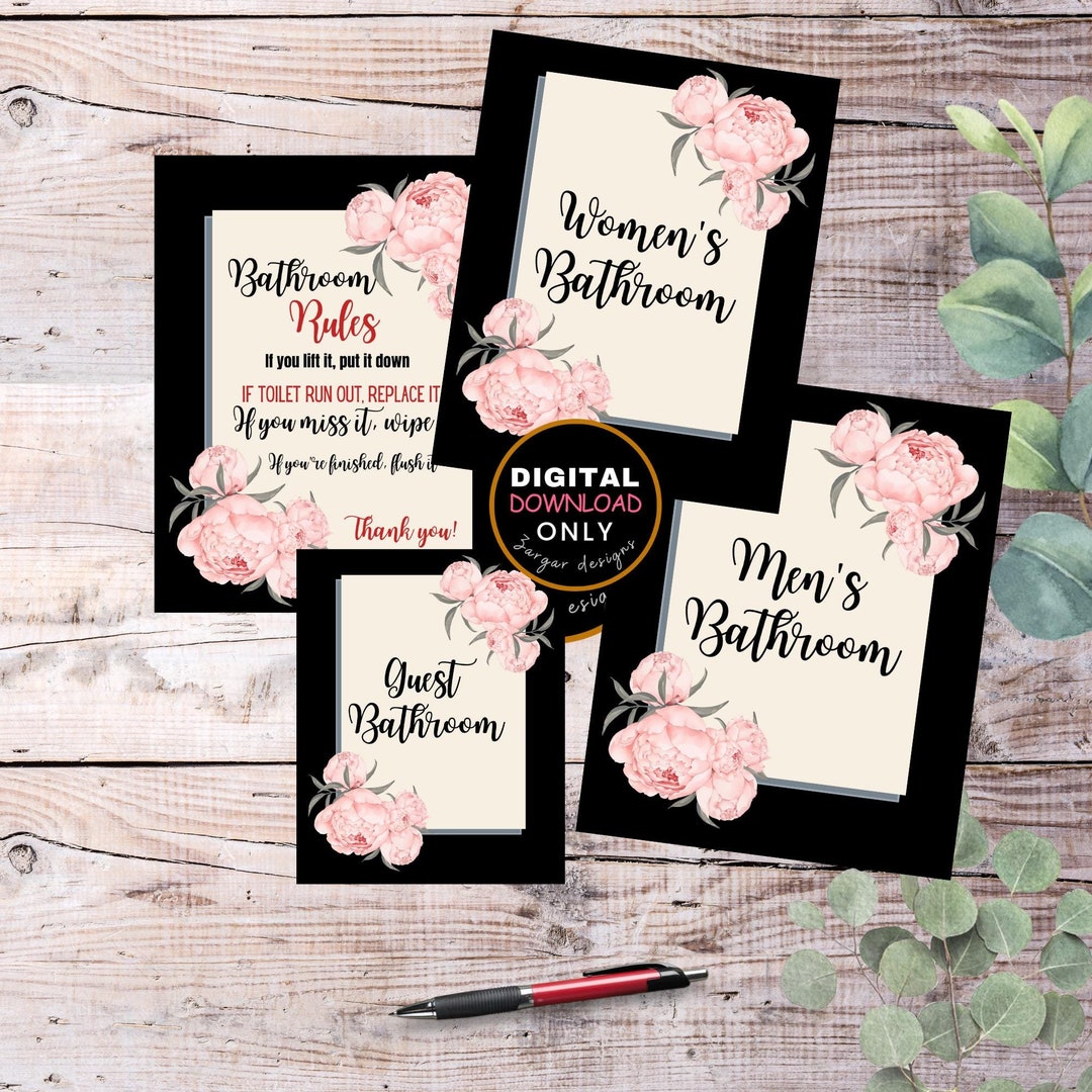 Guests Bathroom Sign Digital Dowload 4sets/ Comfort Room Signs ...