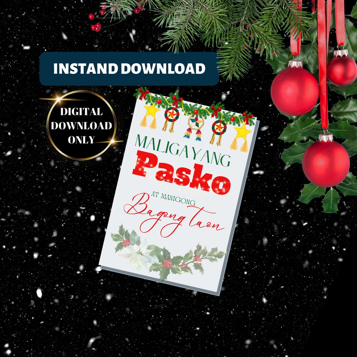 Maligayang Pasko Tagalog Greeting Card or Wall Art Frame Digital ...