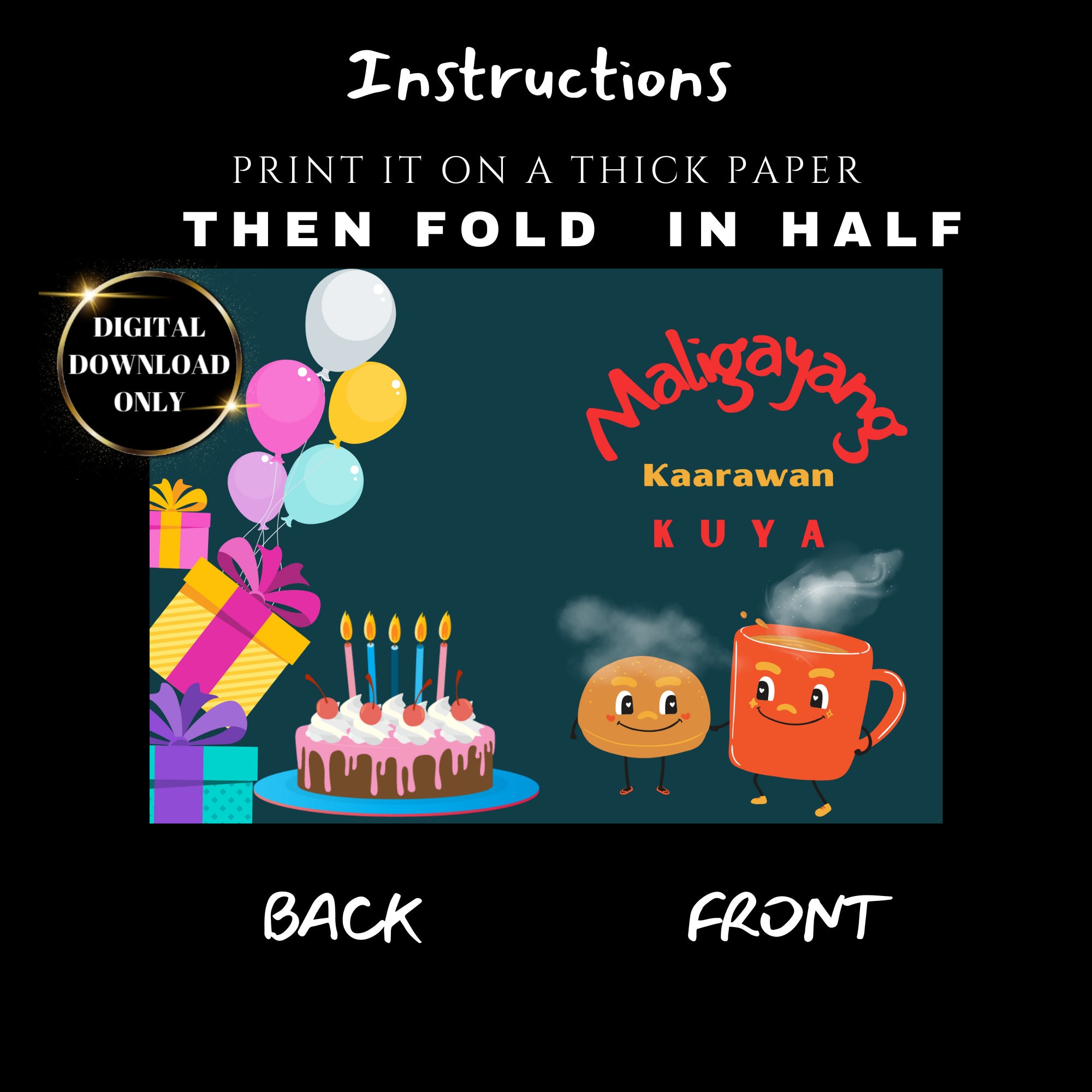 Kuya Maligayang Kaarawan Tagalog Filipino Greeting Card/ Happy Birthday ...