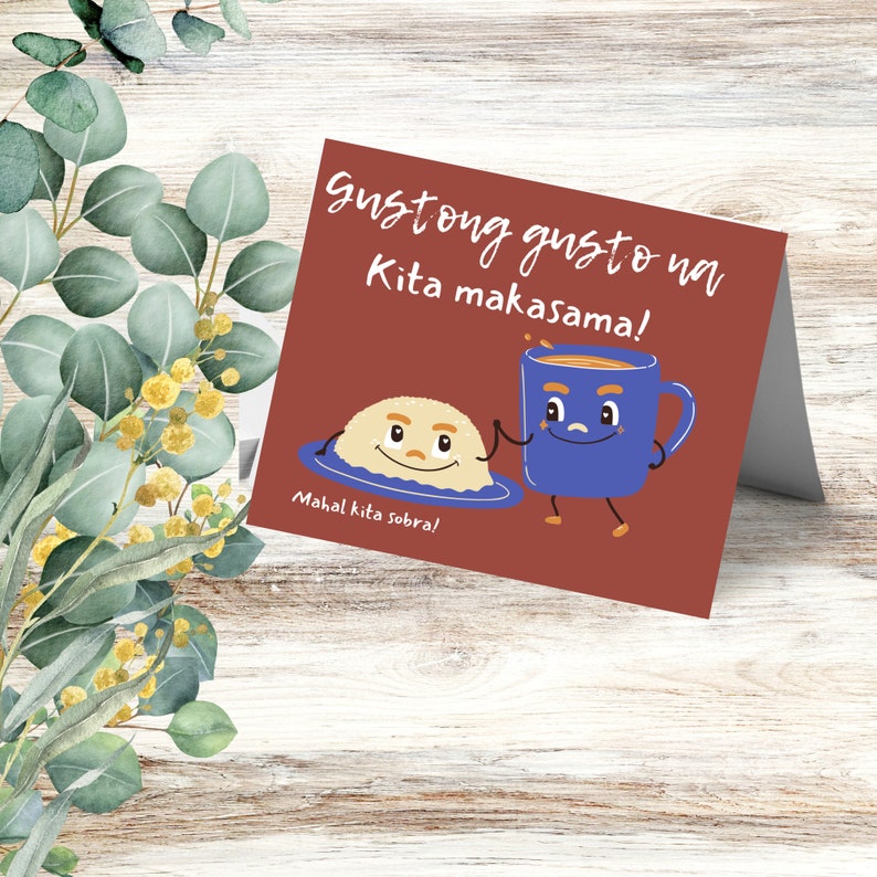 Tagalog Valentine Cards/ Kape at Pandesal Clip Art/ Gustong Gusto Na ...