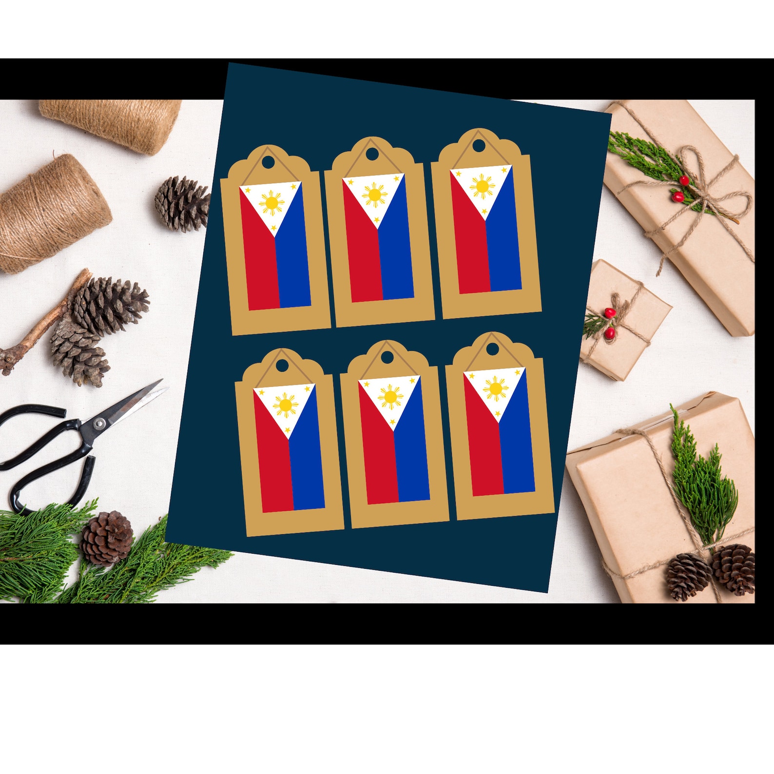 6 Sets of Philippine Flag Tags Ready to Download & Print/ Filipino Flag ...