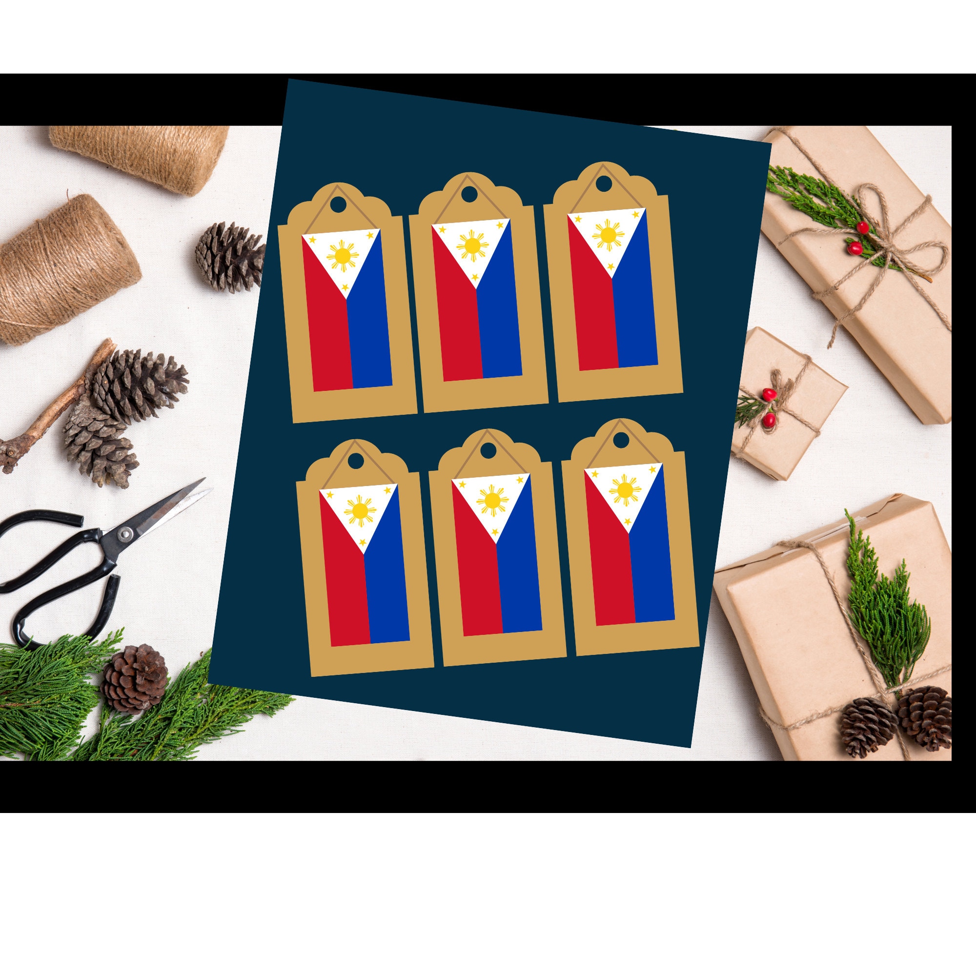 6 Sets of Philippine Flag Tags Ready to Download & Print/ Filipino Flag ...