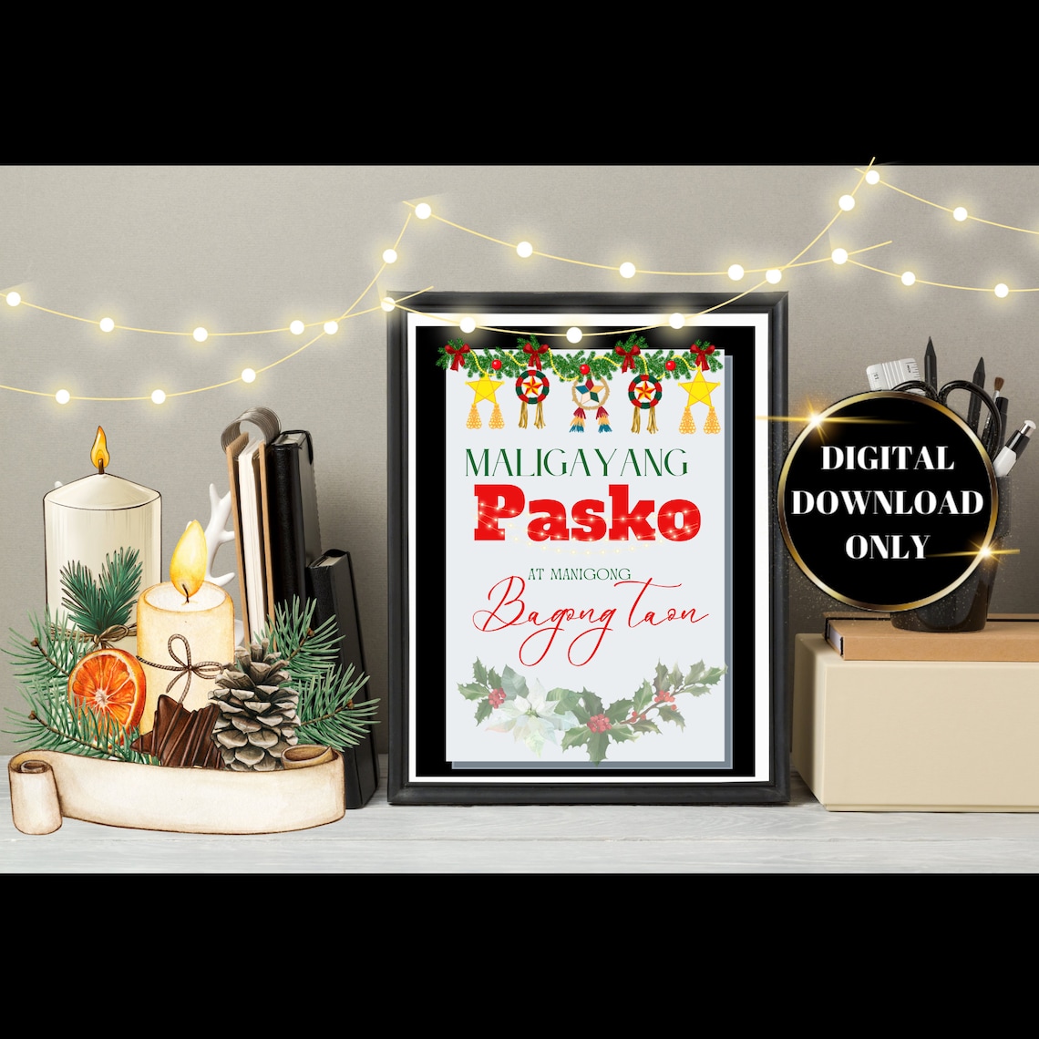 Maligayang Pasko Tagalog Greeting Card or Wall Art Frame Digital ...