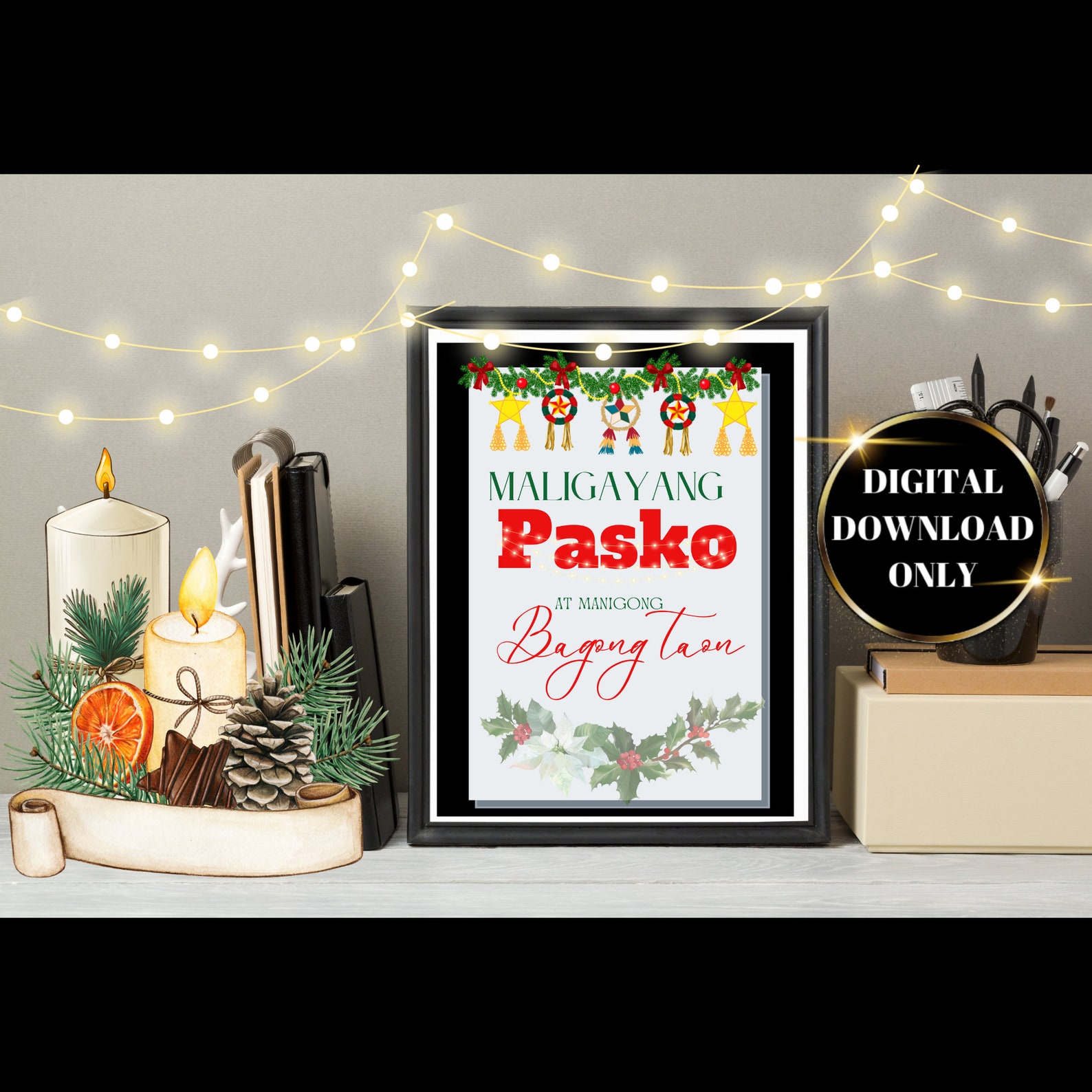 Maligayang Pasko Tagalog Greeting Card or Wall Art Frame - Etsy