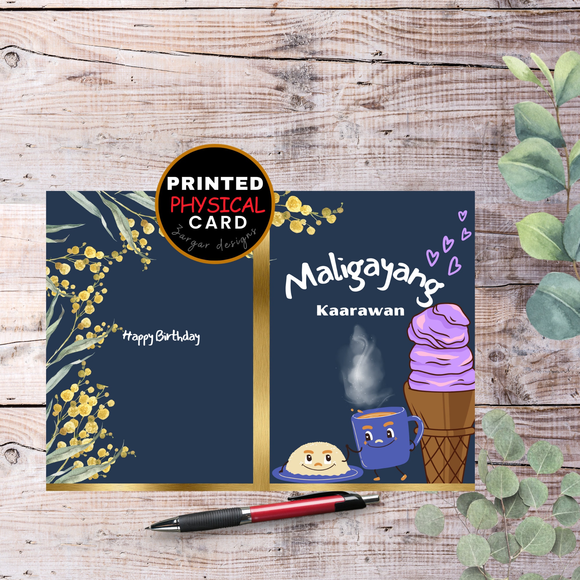 Happy Birthday Card Physical/ Tagalog Birthday Greeting Card/ Ube ...