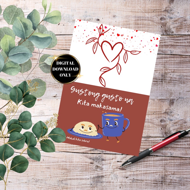 Tagalog Valentine Cards/ Kape at Pandesal Clip Art/ Gustong Gusto Na ...