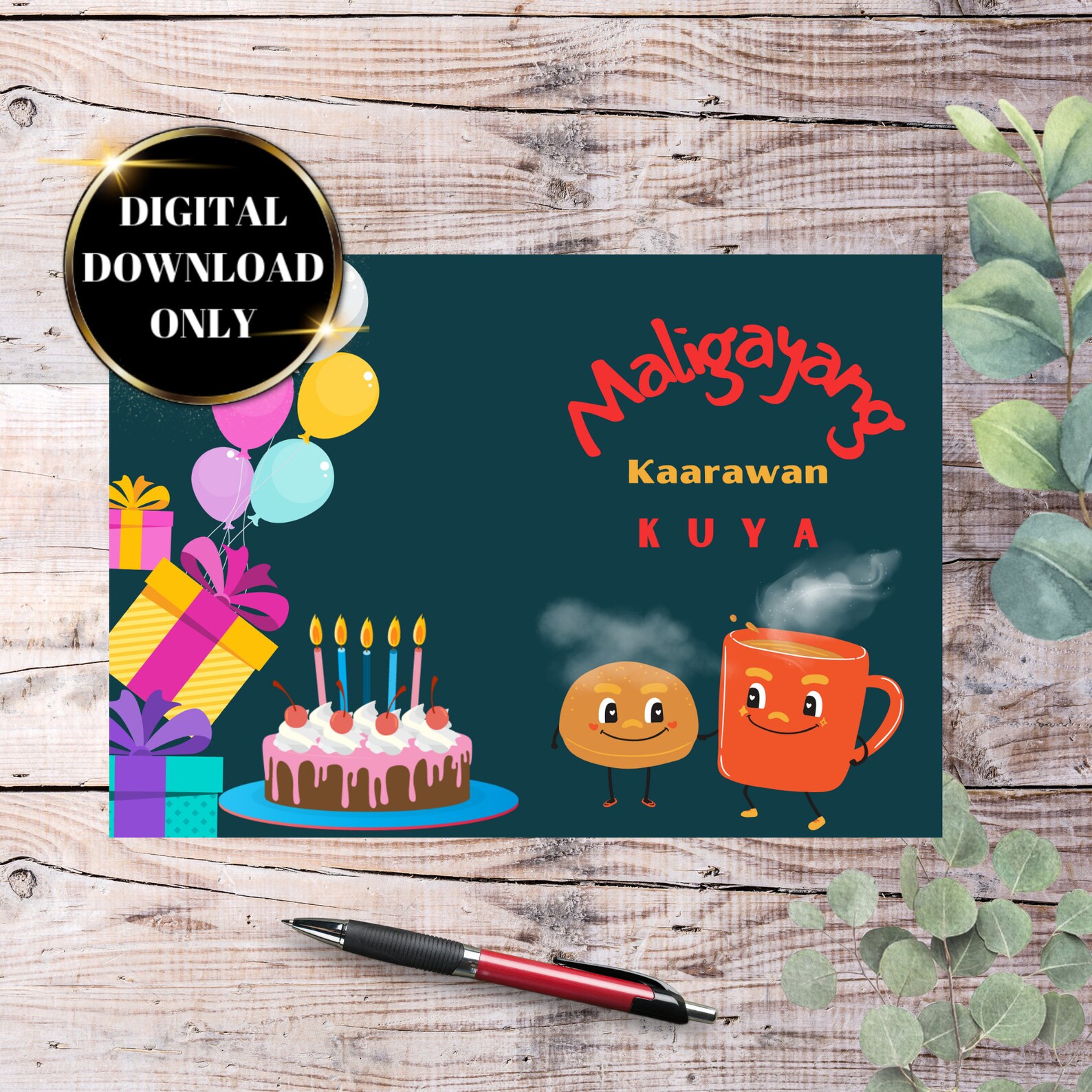 Kuya Maligayang Kaarawan Tagalog Filipino Greeting Card/ Happy Birthday ...