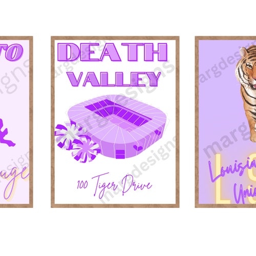 Set of 3 Louisiana State University Prints LSU Preppy Room - Etsy
