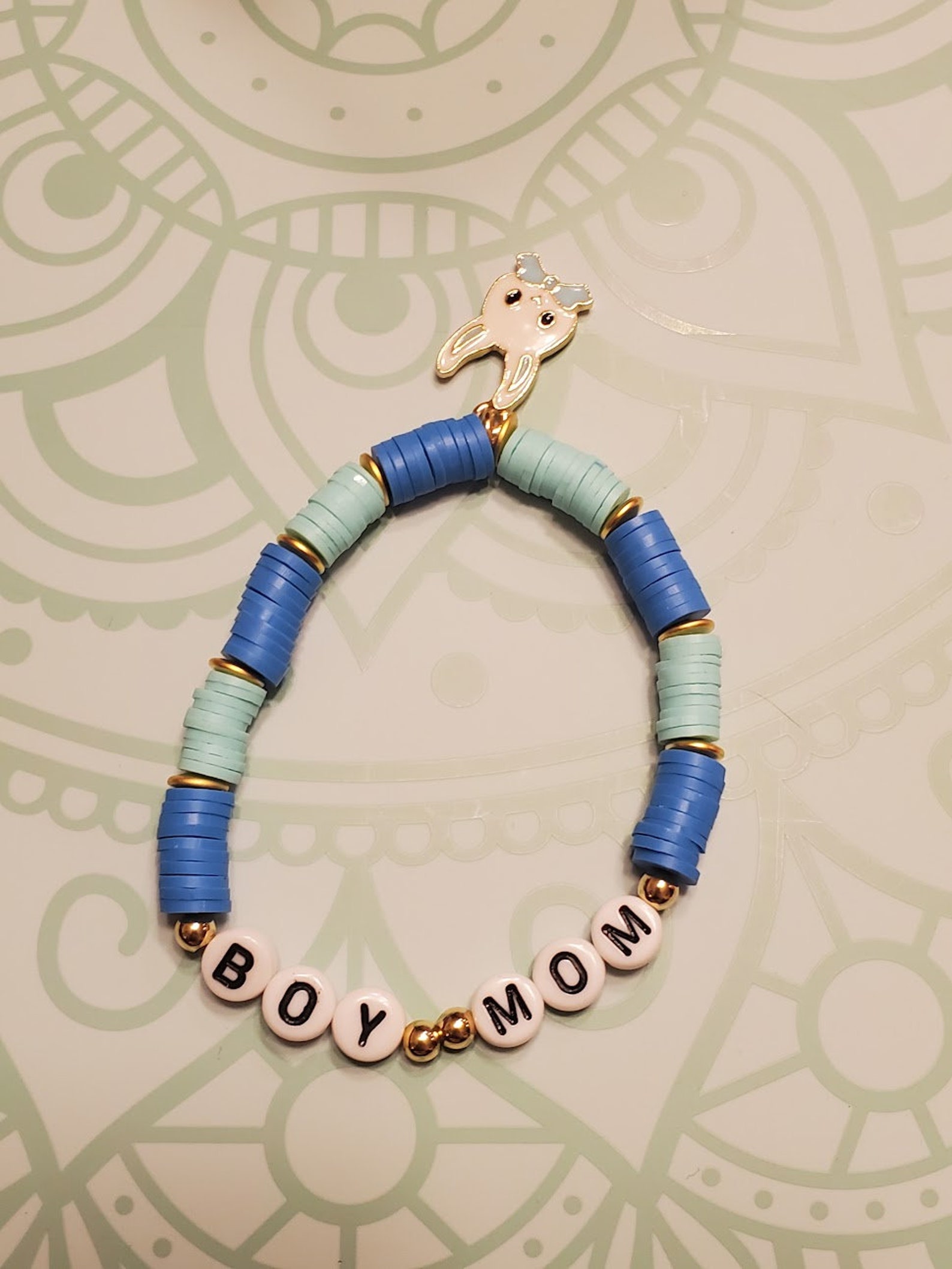Twin Mama, Boy or Girl Mom 24k Gold & Clay Heishi Bead Bracelet, Pink ...