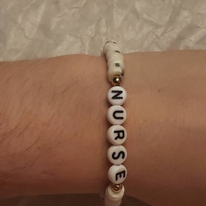Nurse Appreciation Bracelet, Heishi Beads, Acrylic Heart & Gold Filled ...