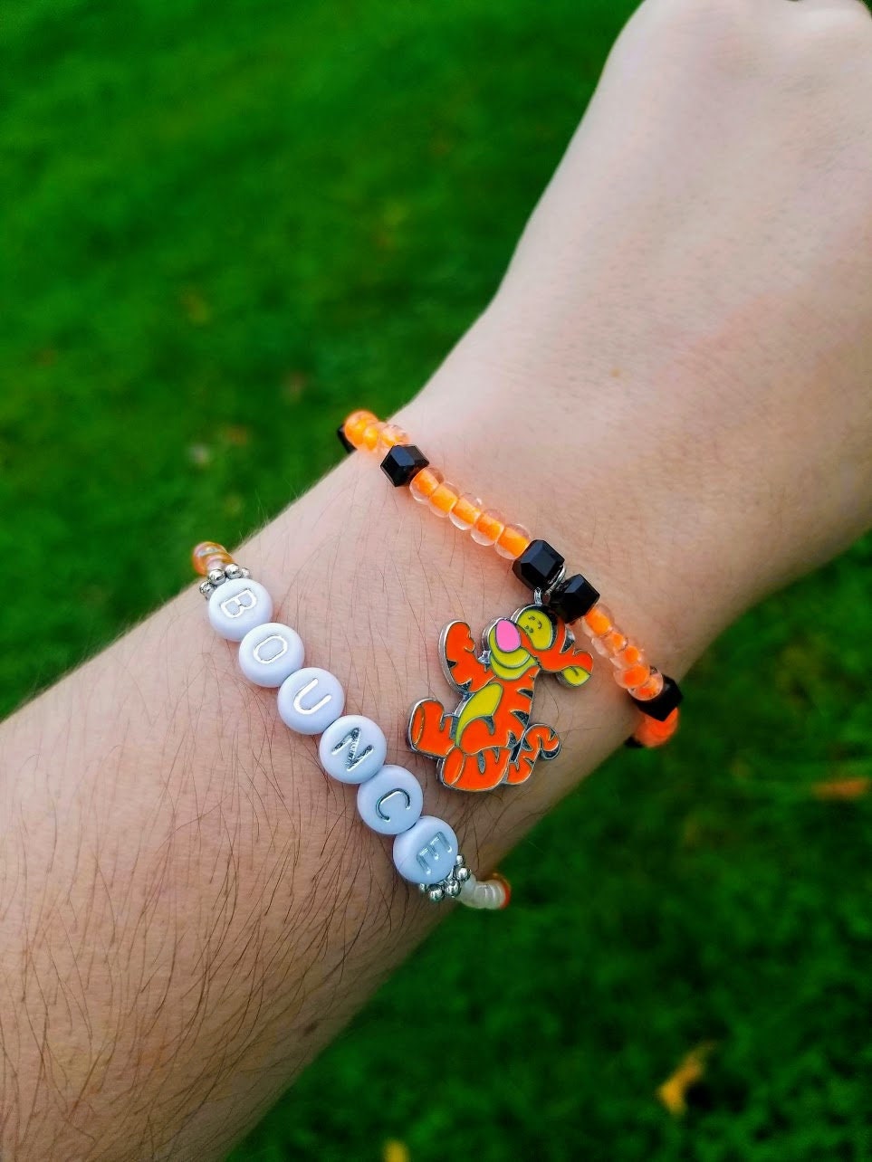 Disney's Tigger Charm Stretch Bracelet Set Glass Beads - Etsy