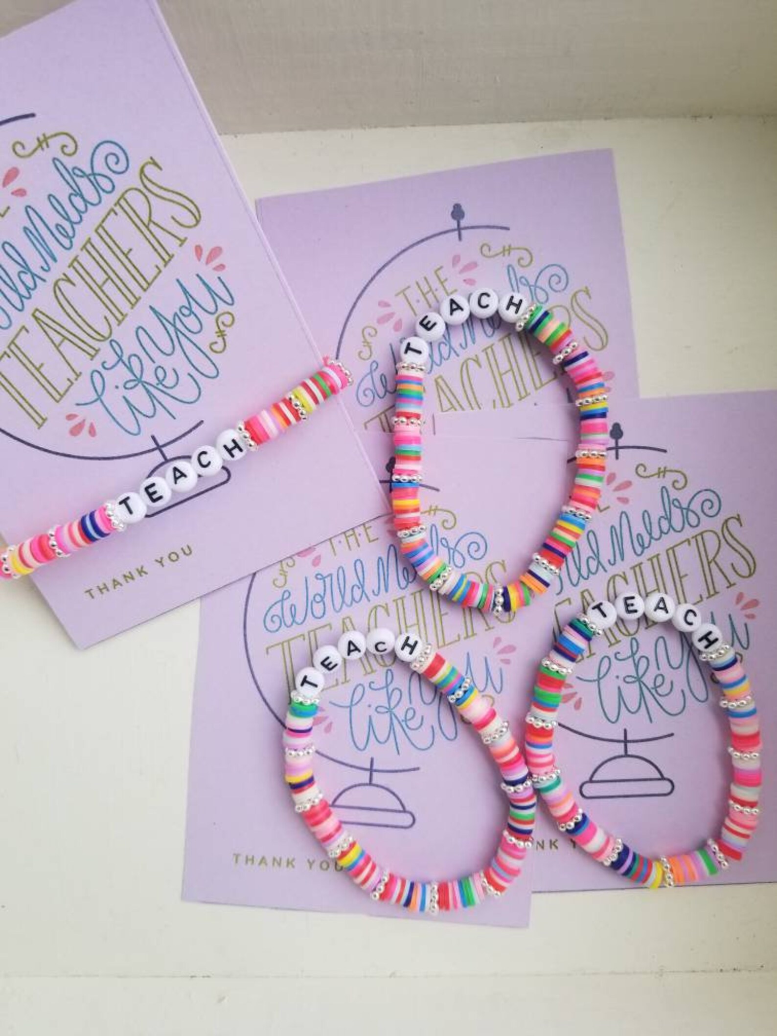 Teacher Appreciation Bracelet Heishi Beads Gold Accents - Etsy