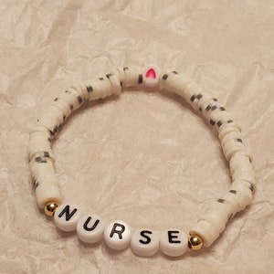 Nurse Appreciation Bracelet, Heishi Beads, Acrylic Heart & Gold Filled ...