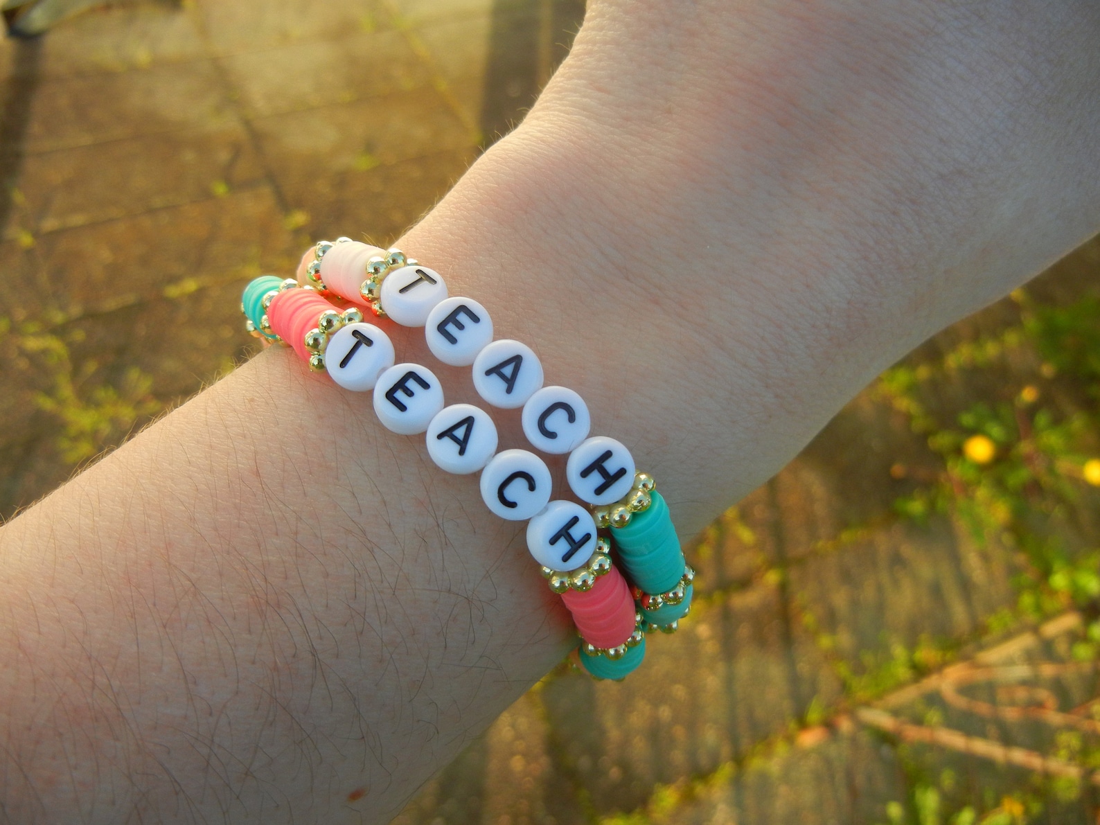 Teacher Appreciation Bracelet Heishi Beads Gold Accents - Etsy