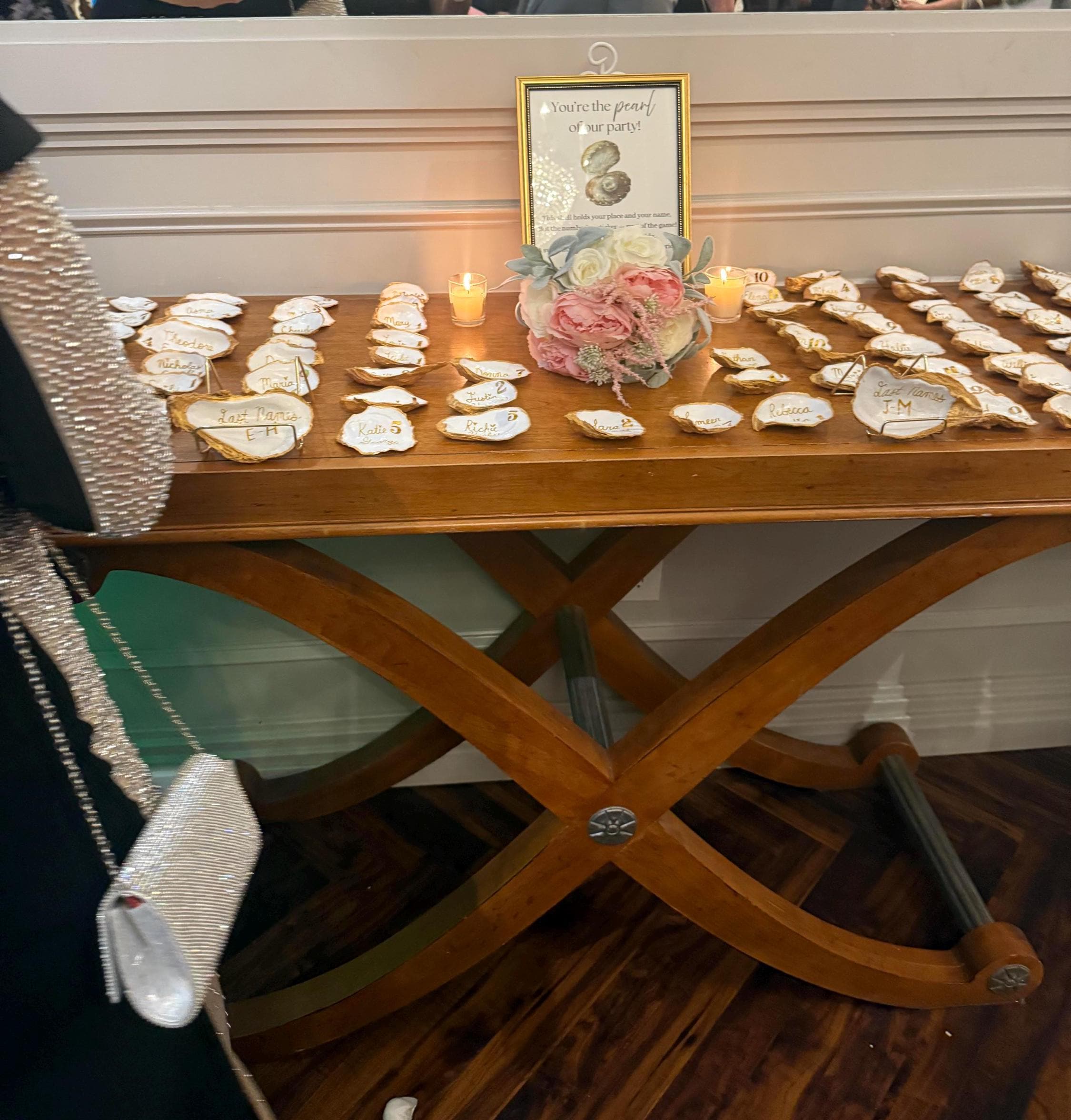 Hand Painted White & Gold Trim Oyster Shell Place Cards for Wedding ...