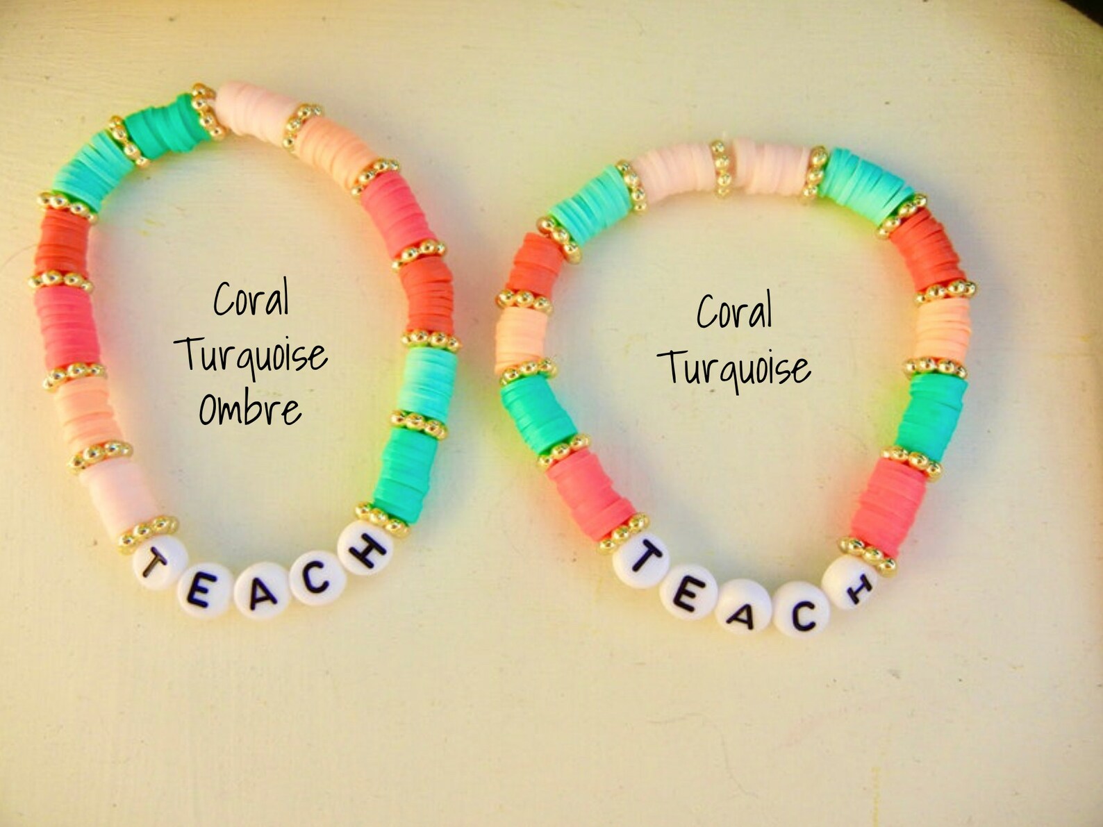 Teacher Appreciation Bracelet Heishi Beads Gold Accents - Etsy