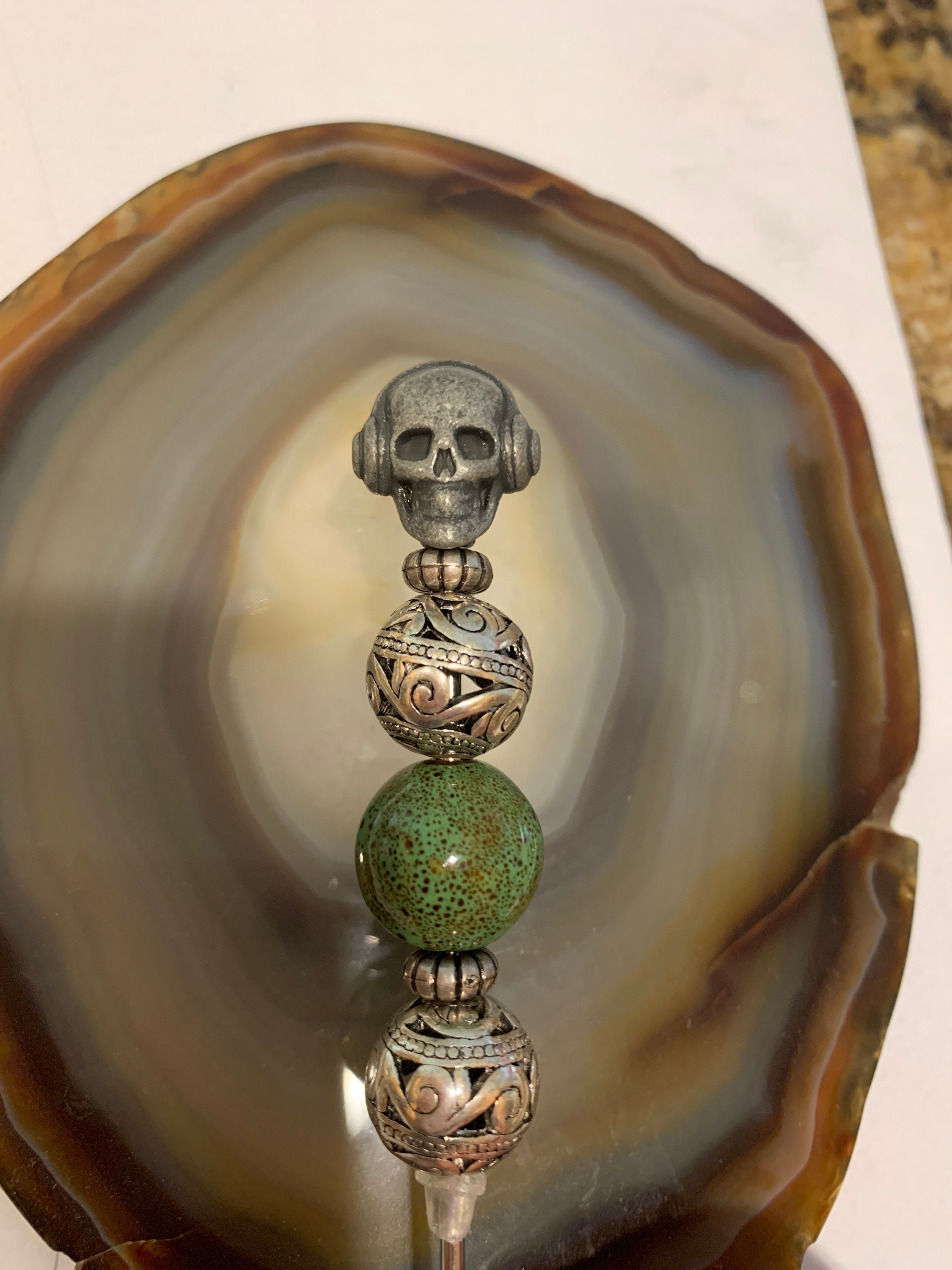 Skull Head Cigar Nubber, Stainless Steel, Beaded Cigar Pick, Cigar ...