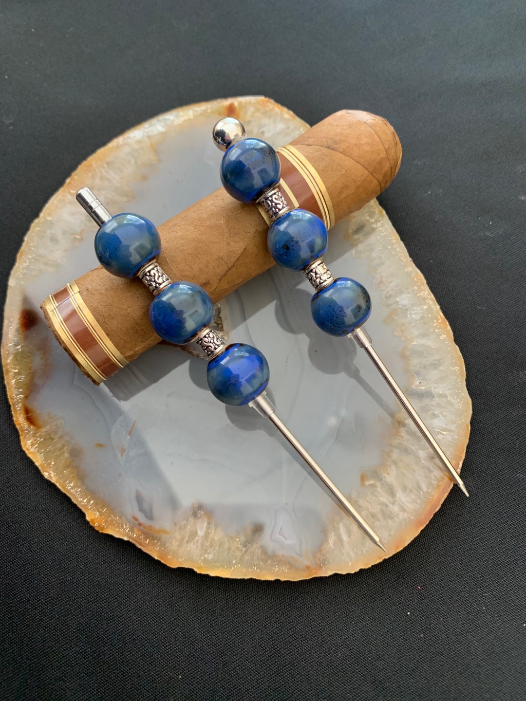 Cigar Nubber, Stainless Steel, Beaded Cigar Pick, Customizable, Men and ...