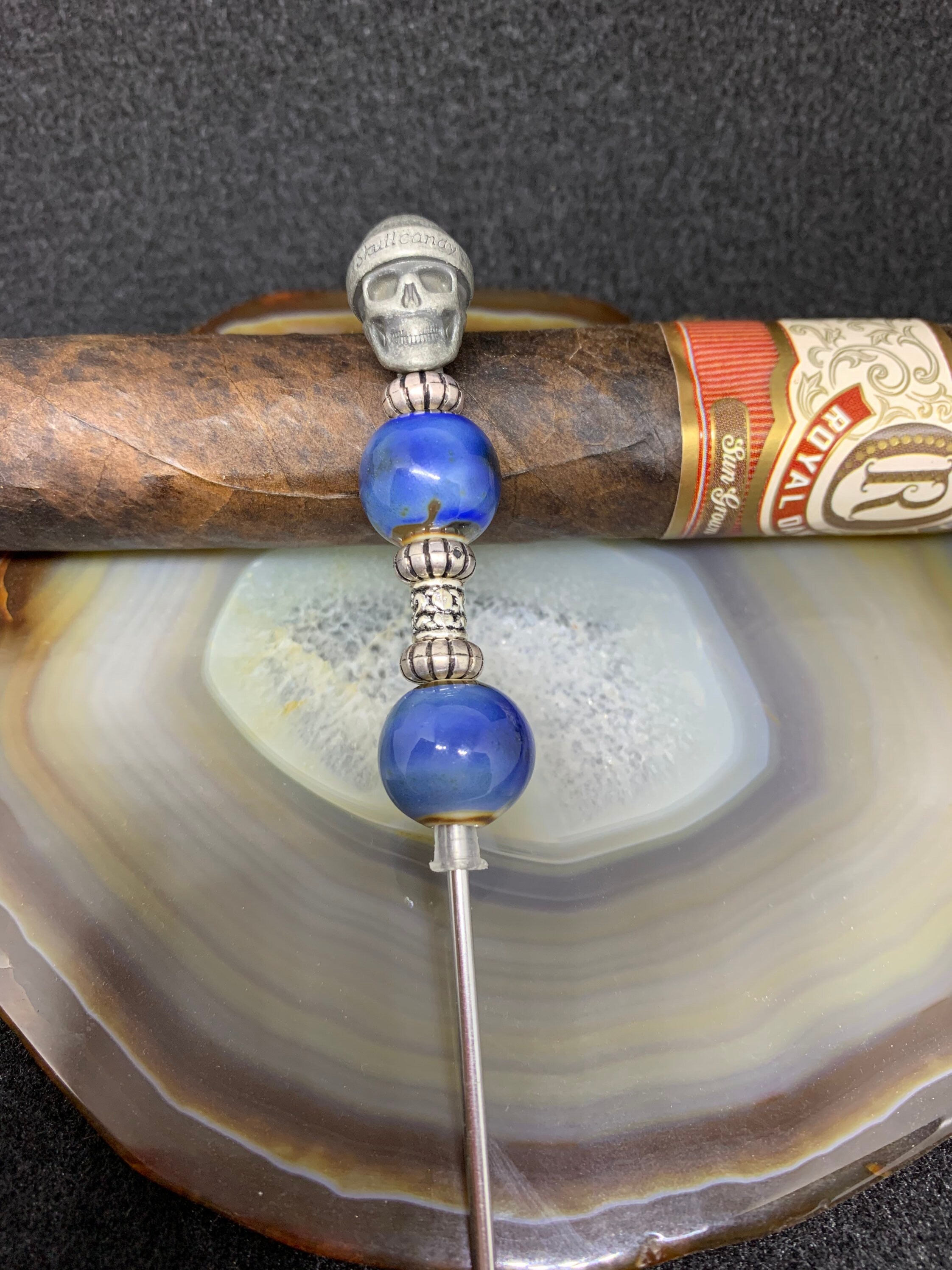 Skull Candy Head Cigar Nubber, Stainless Steel, Beaded Cigar Pick ...