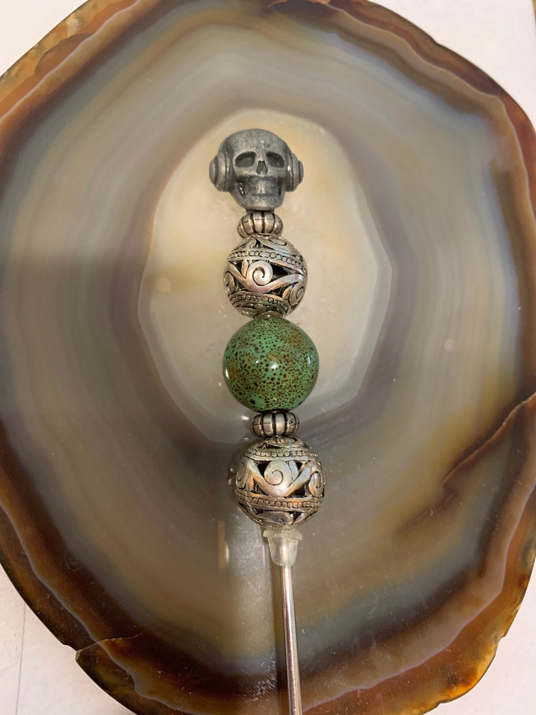 Skull Head Cigar Nubber, Stainless Steel, Beaded Cigar Pick, Cigar ...