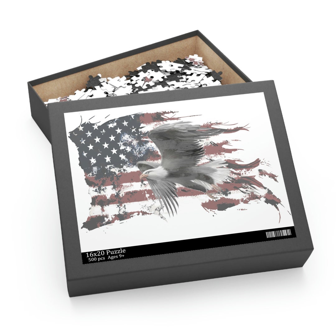 Jigsaw Puzzle - Patriotic American Flag With Eagle (120, 252, 500-piece ...