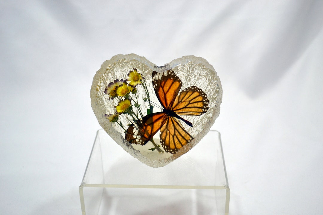 Resin-encased Tiger Butterfly Heart Décor - Etsy
