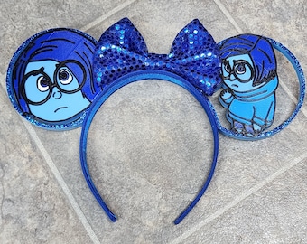 Inside Out Mouse Ears, Emotion Mouse Ears, Joy and Sadness Headband - Etsy