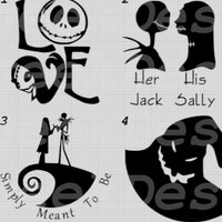Jack and Sally Wall Decal Vinyl Sticker Peeking Sign Gift Nightmare ...