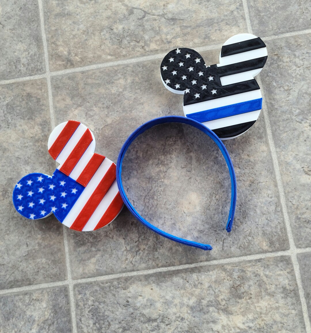 Stars and Stripes and Thin Blue Line Mouse Head 3D Printed Mouse Ears ...