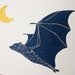 Linocut Bat- Original Art Print, Hand Carved and Printed, Limited ...