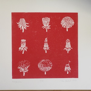 Linocut Print Dandelion, Original Art Print, Life Cycle of a Flower ...
