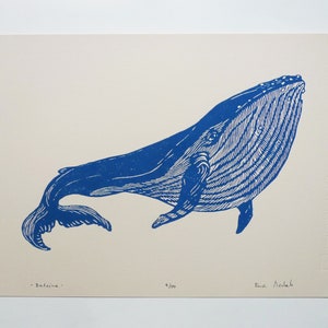 Linocut Whale Original Art Print Hand Engraved and Printed | Etsy Canada